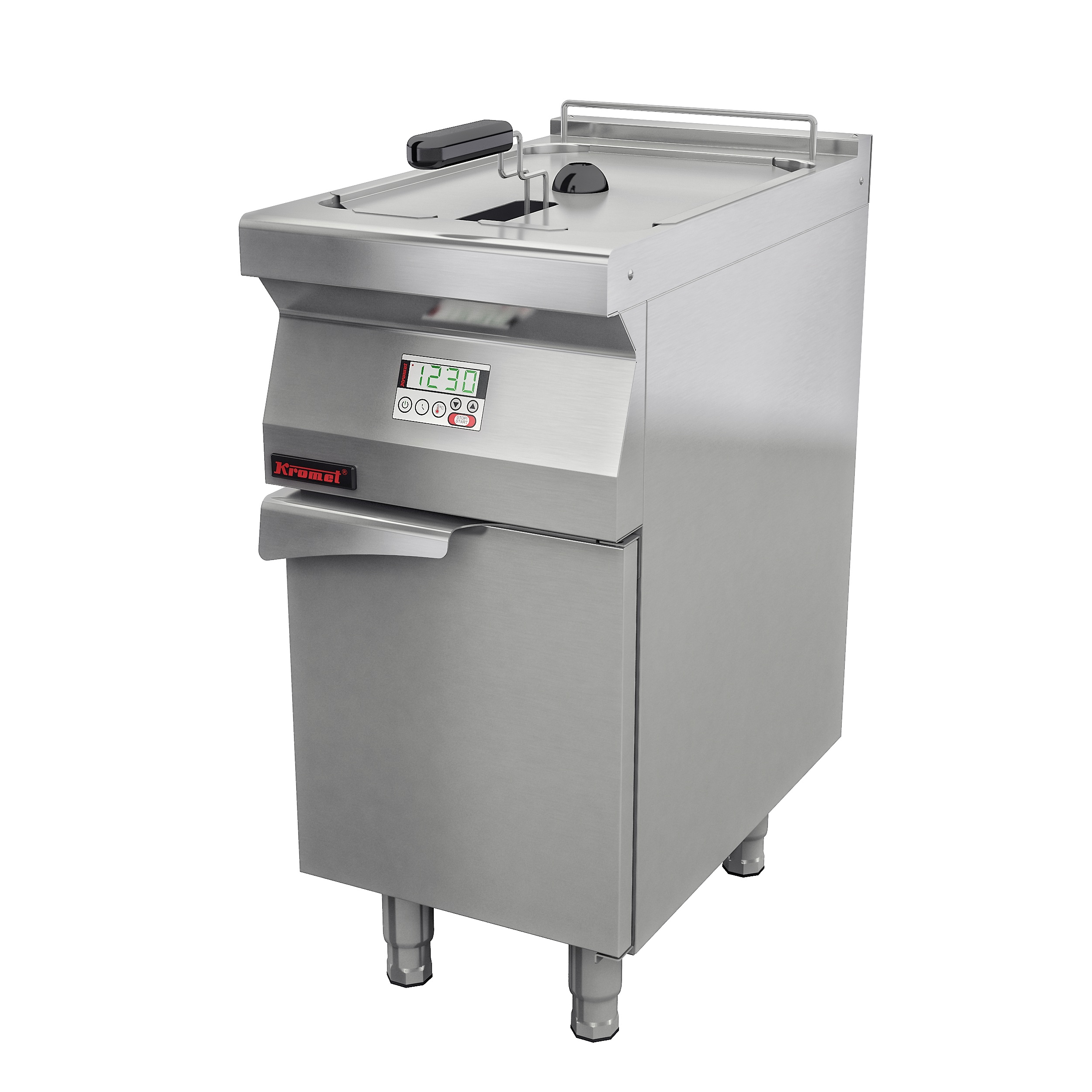 700.FE-15f 1x15l electric deep fryer on a closed cabinet base - Kromet